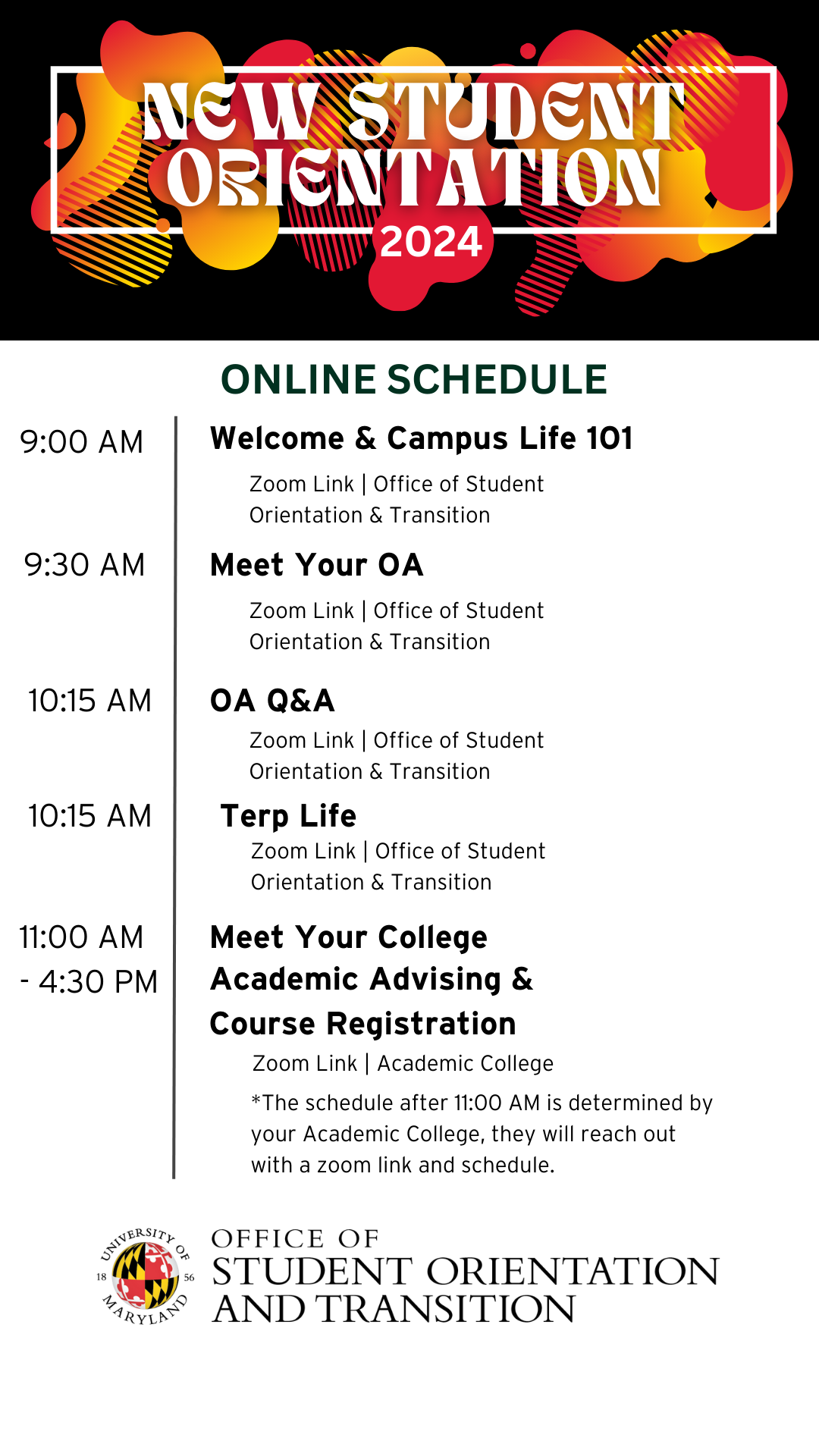 Transfer Registration & Schedules | UMD Orientation
